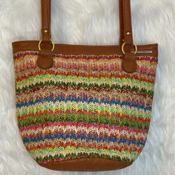 O'Neill | Bags | Oneill Multicolored Straw Bucket Bag Shoulder Purse ...